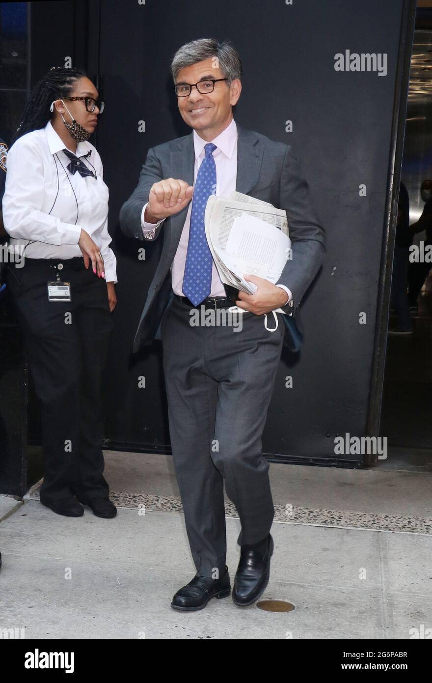 New York, NY, USA. 7th July, 2021. George Stephanopoulos seen exiting ...
