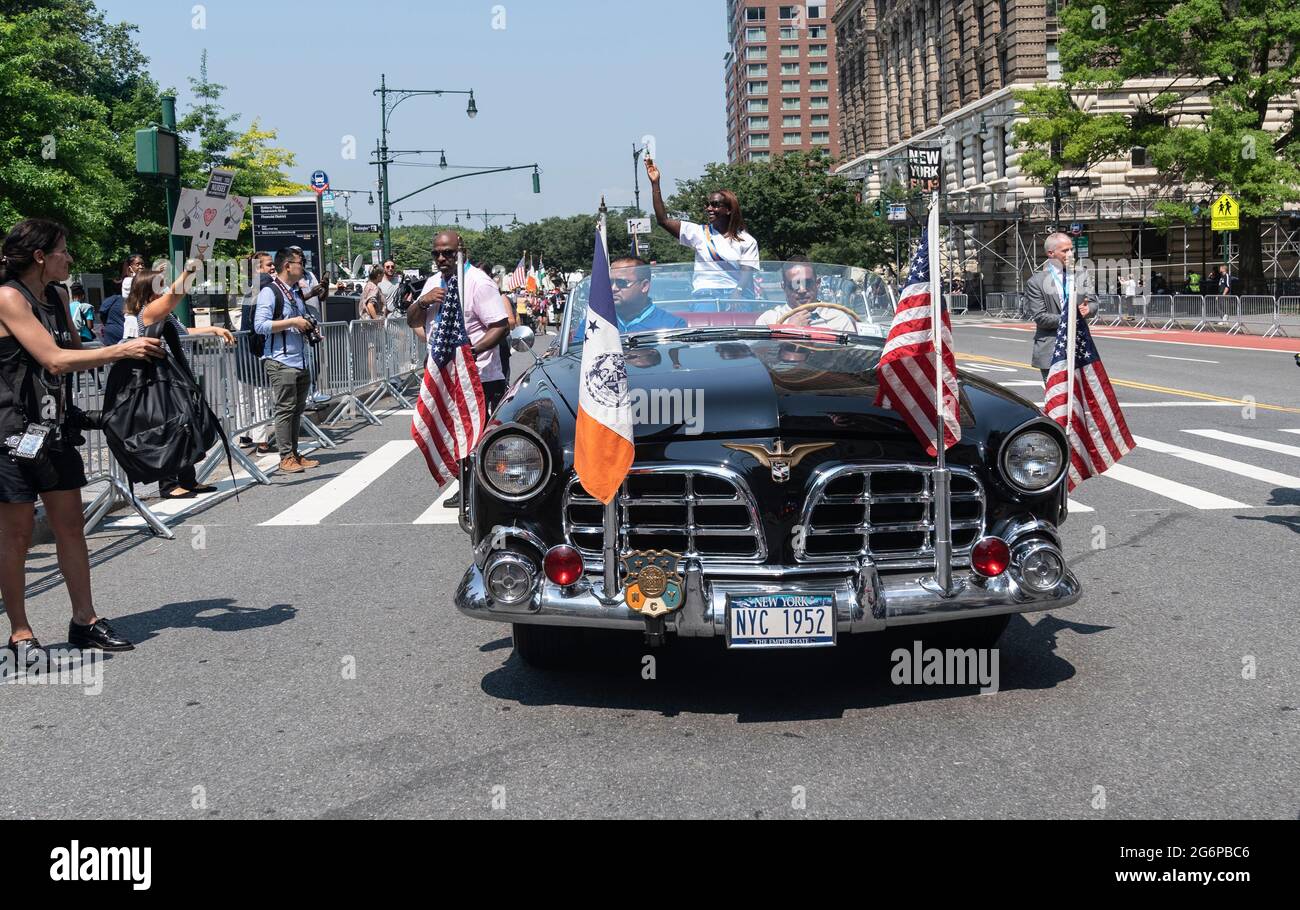 New York, NY - July 7, 2021: Hometown Heroes Parade marched up the ...