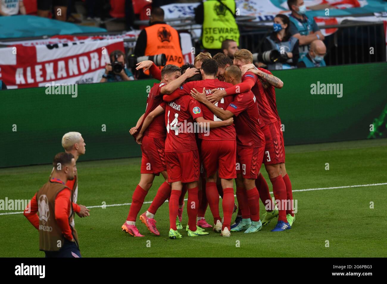 Mikkel Damsgaard (Denmark) celebrates after scoring his team's first ...