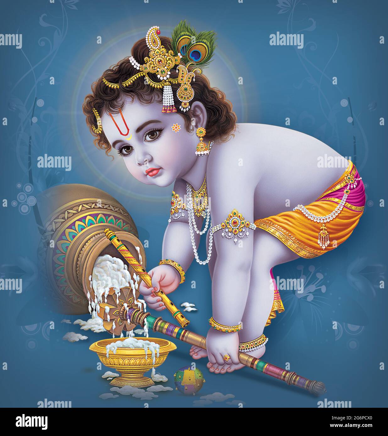 Indian God Lord Krishna with his flute making magical tunes Stock Photo ...