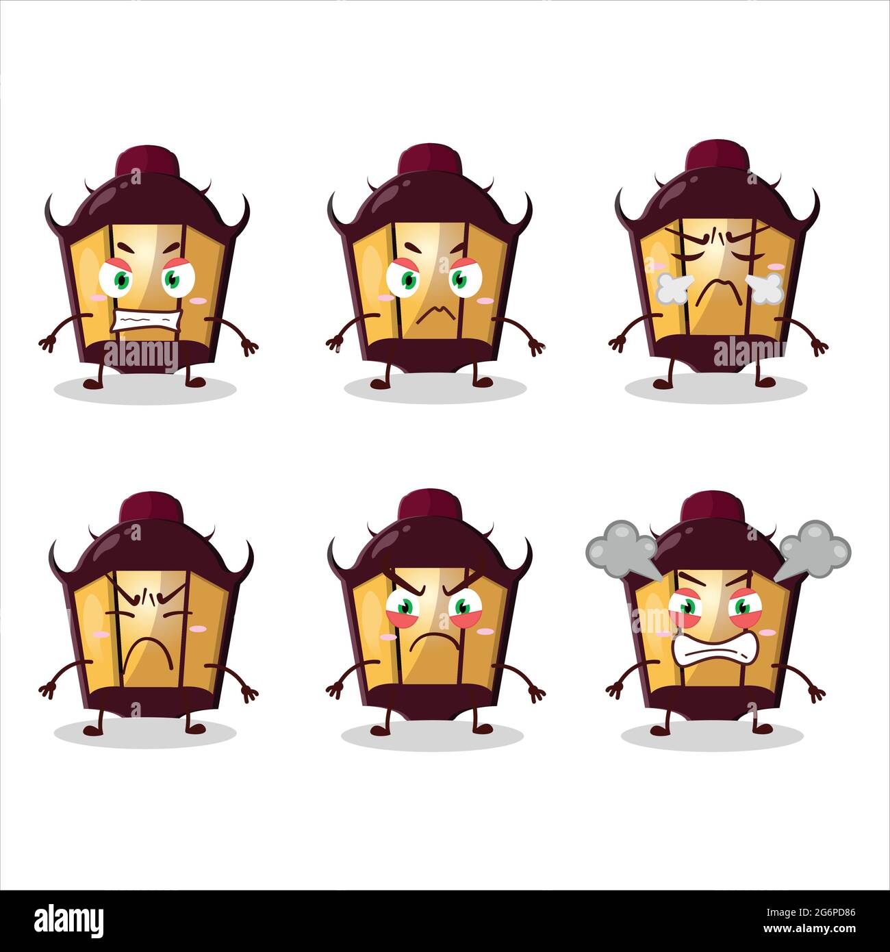 Halloween lamp cartoon character with various angry expressions. Vector ...