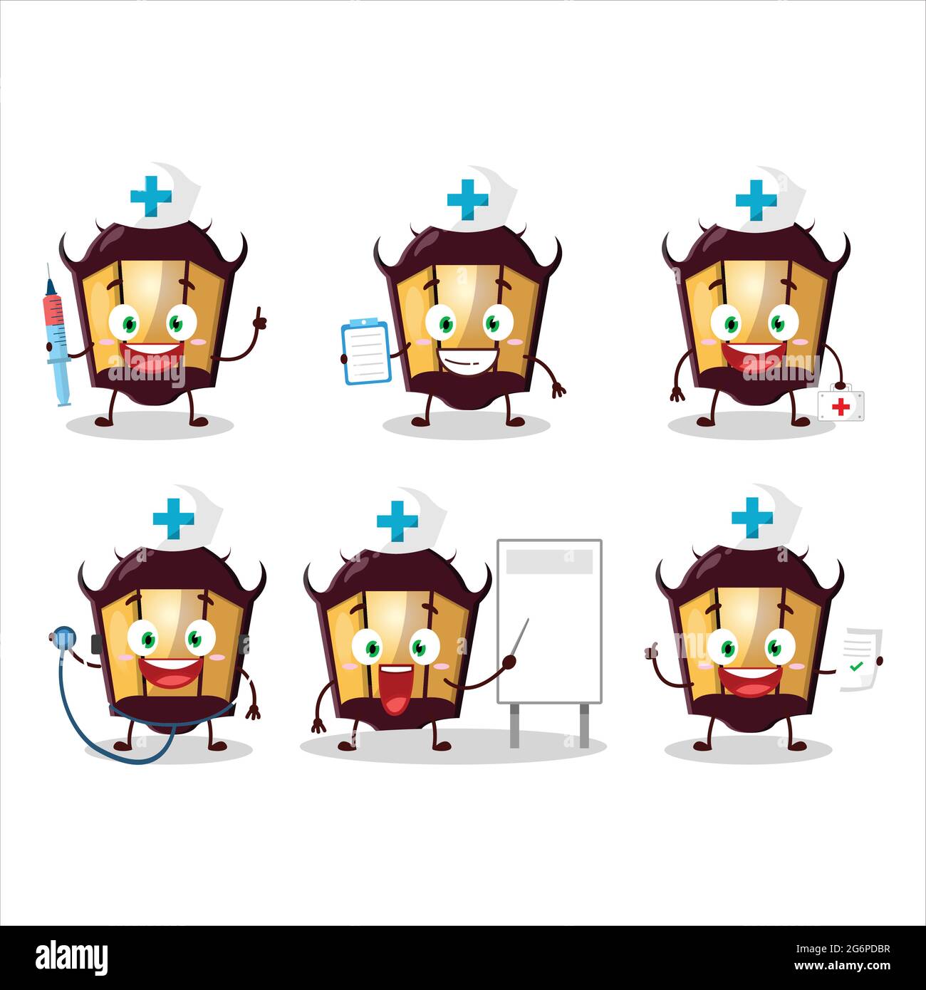 Doctor profession emoticon with halloween lmap cartoon character ...