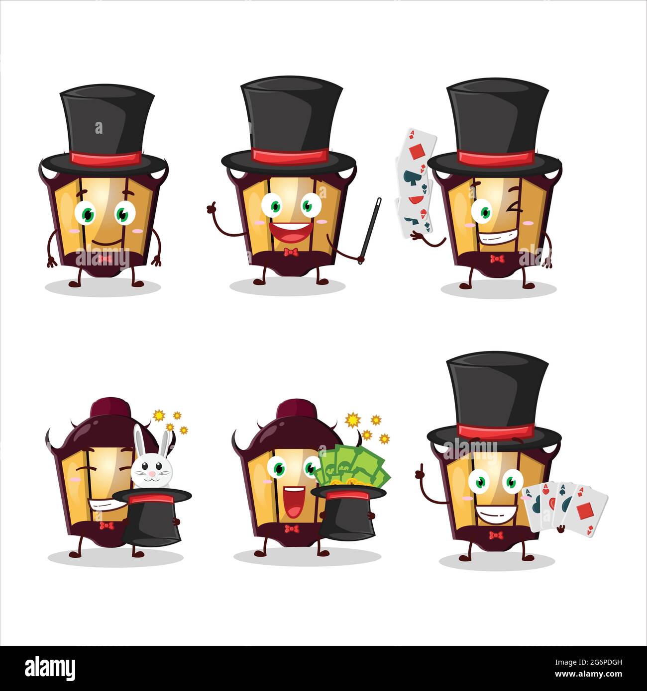 A halloween lamp Magician cartoon character perform on a stage. Vector ...