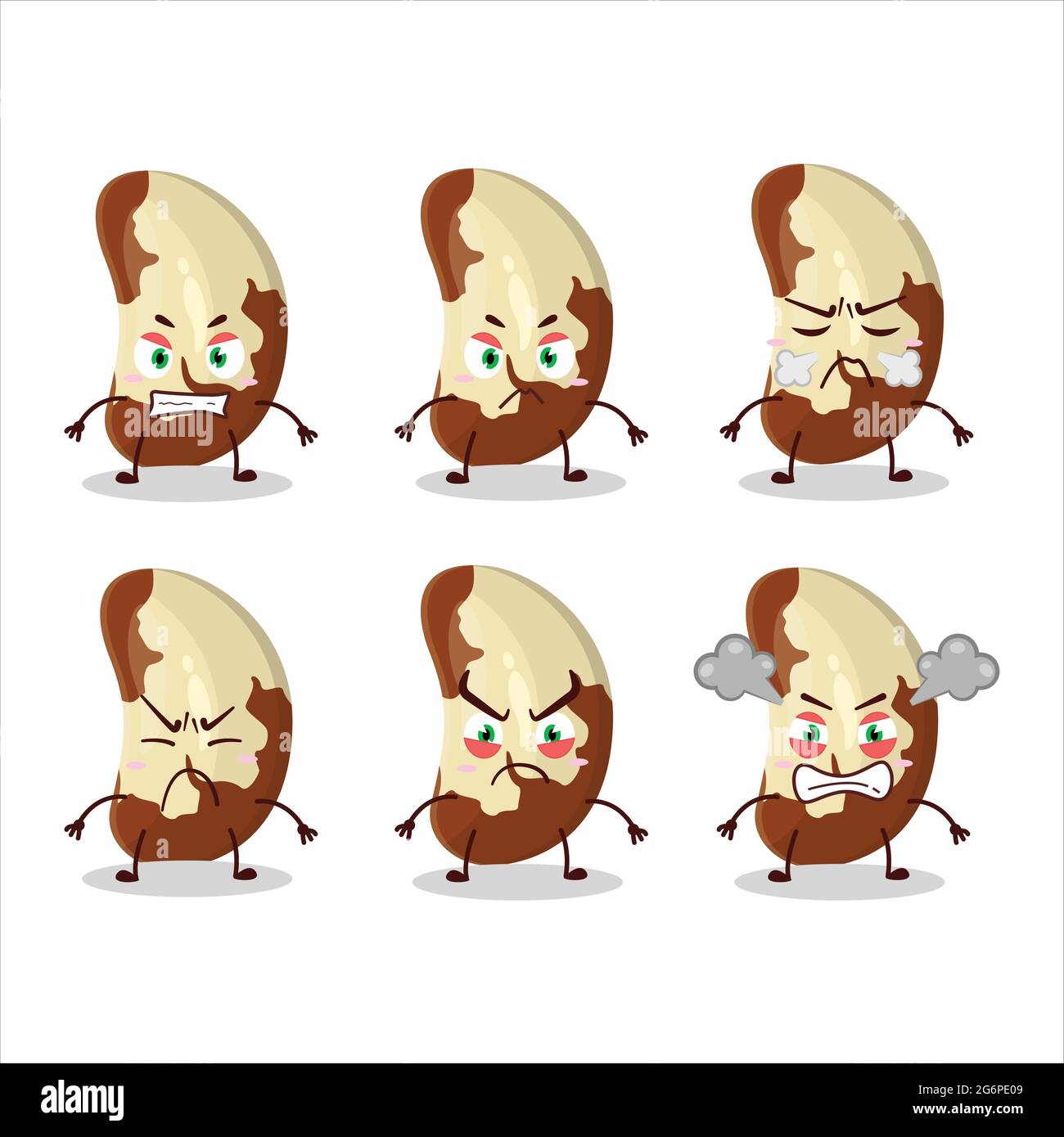 Brazil nuts cartoon character with various angry expressions. Vector ...