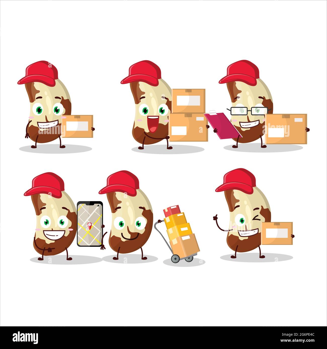 Cartoon character design of brazil nuts working as a courier. Vector ...