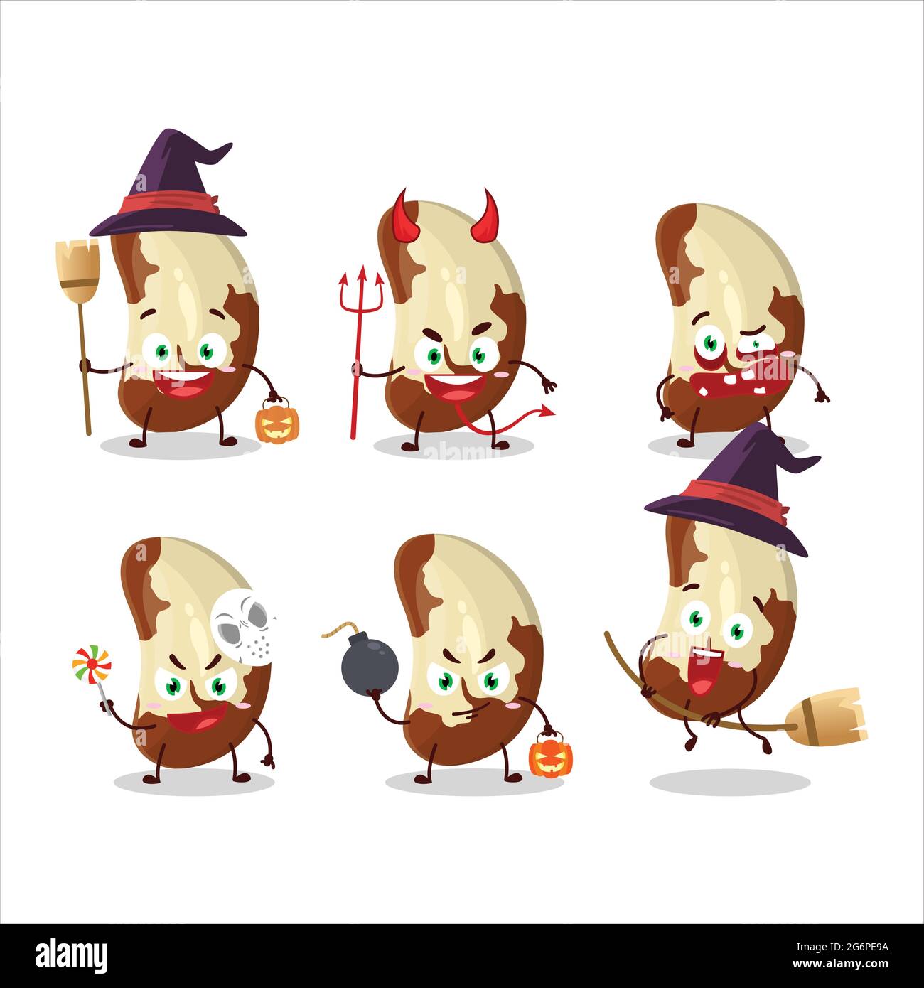 Halloween expression emoticons with cartoon character of brazil nuts ...