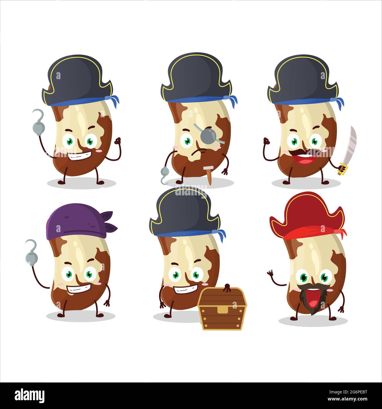 Cartoon character of brazil nuts with various pirates emoticons. Vector ...