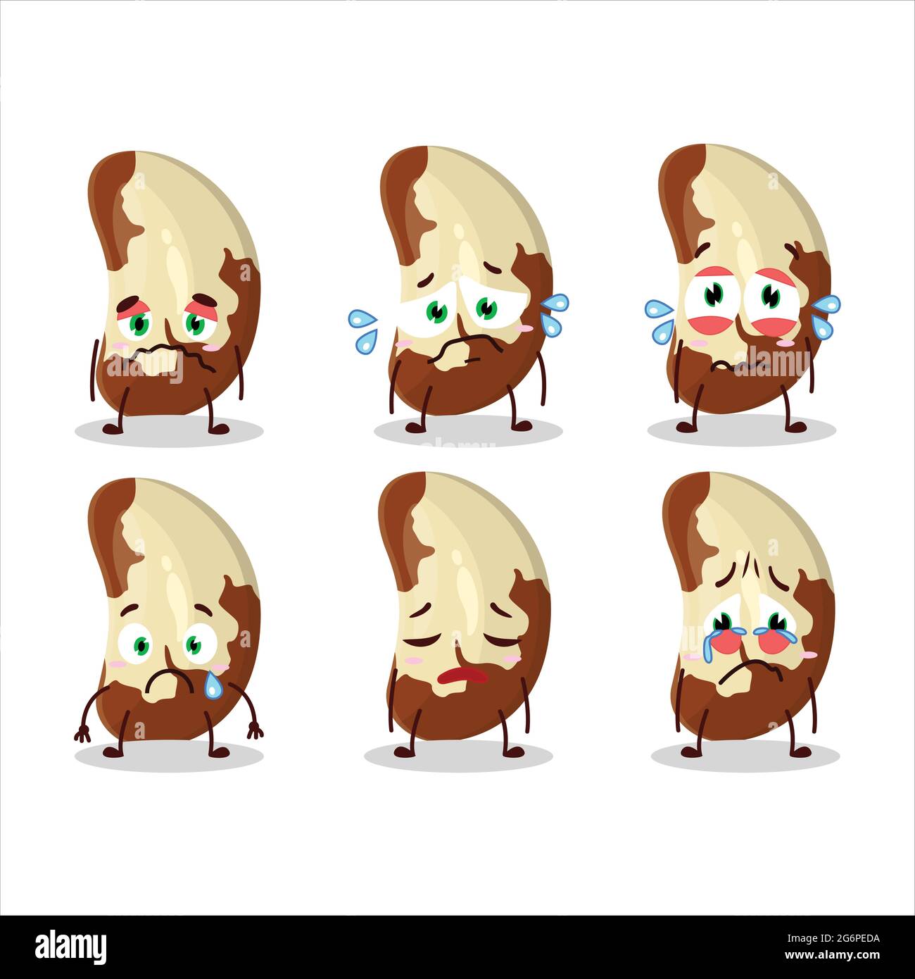 Brazil nuts cartoon character with sad expression. Vector illustration ...