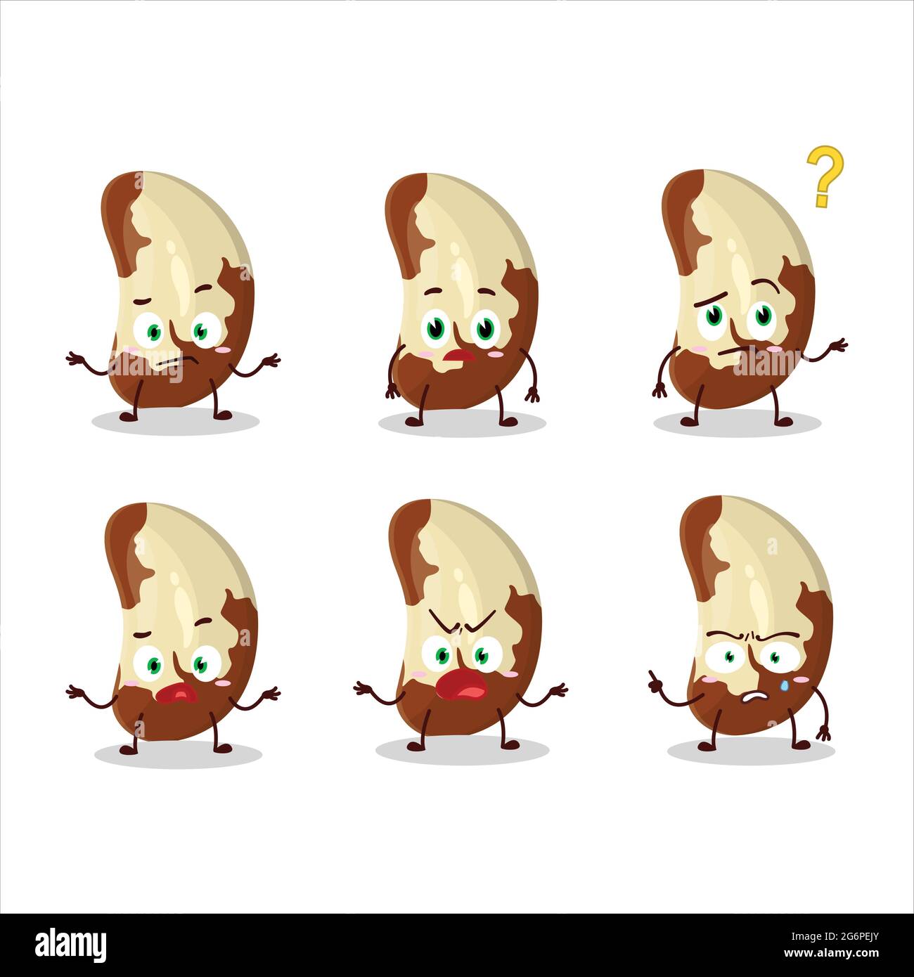 Cartoon character of brazil nuts with what expression. Vector ...