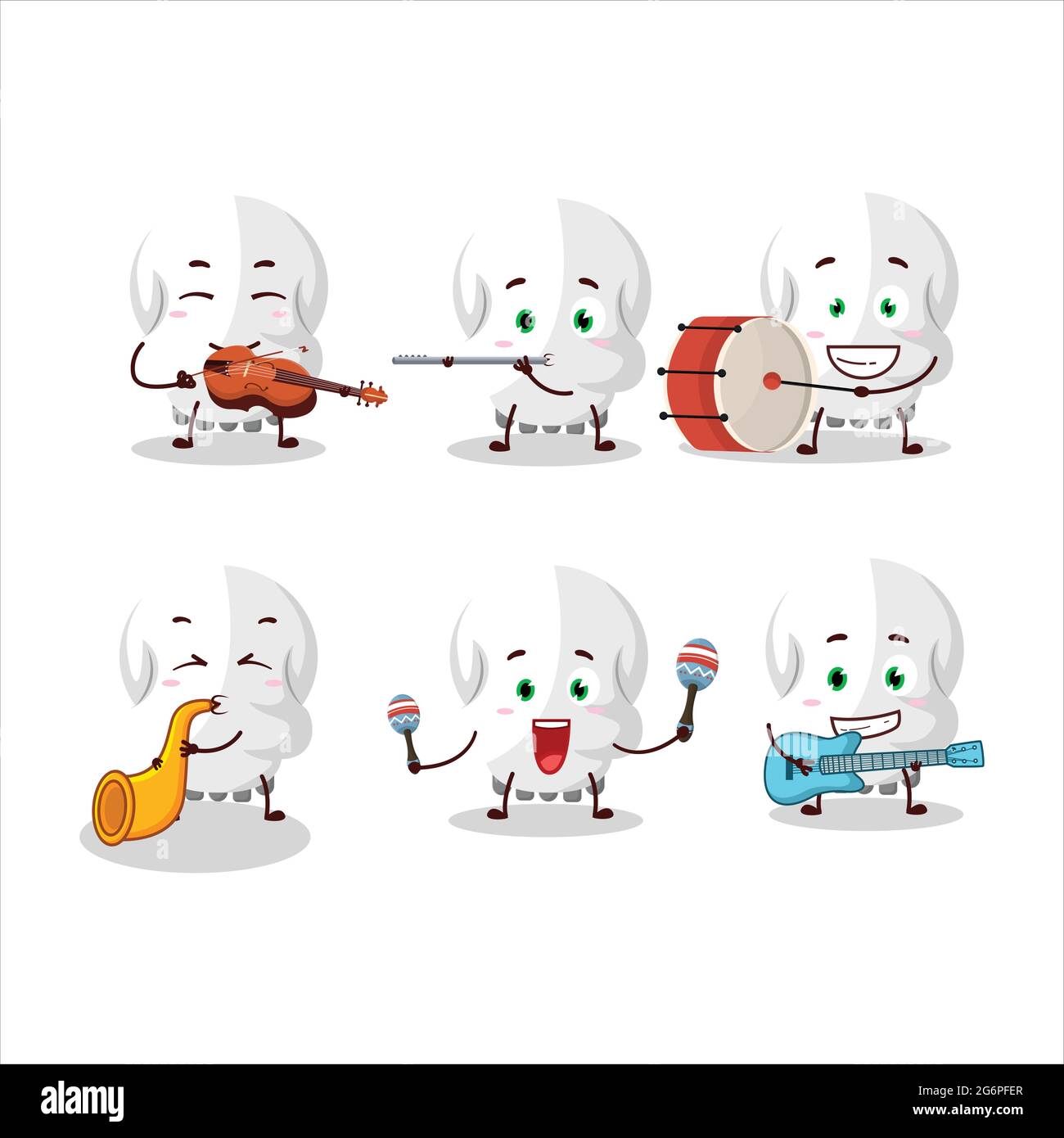 Cartoon character of skull playing some musical instruments. Vector ...