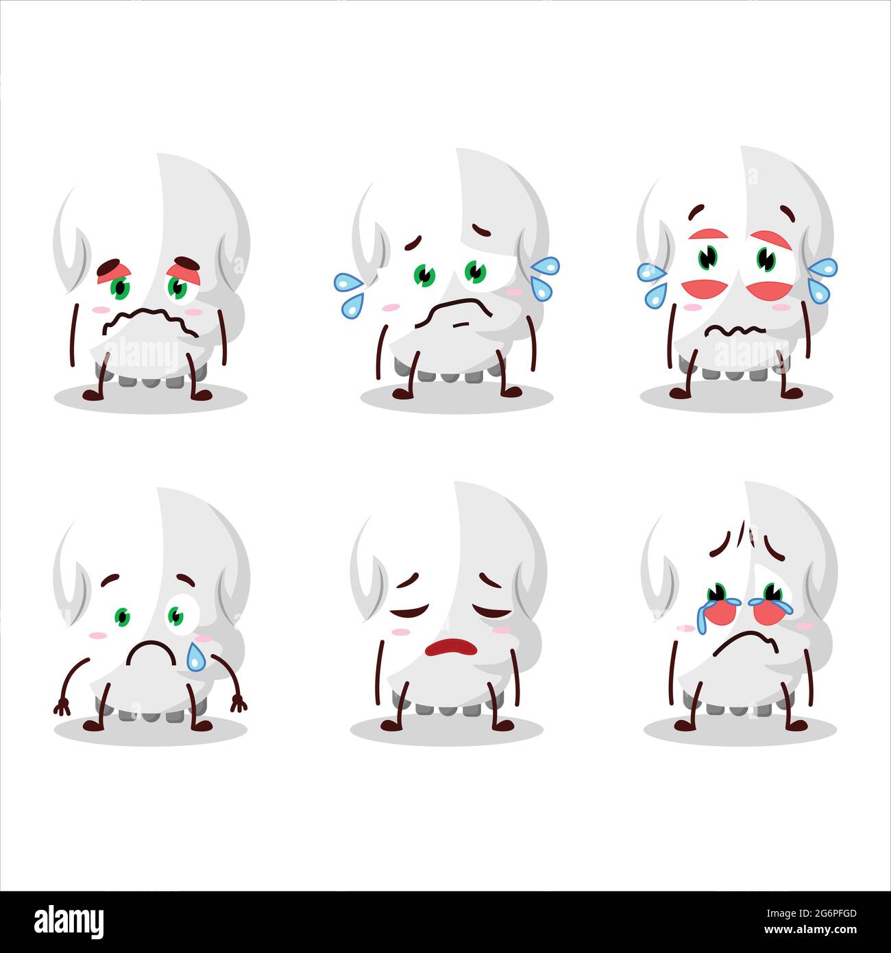 Skull cartoon in character with sad expression. Vector illustration ...