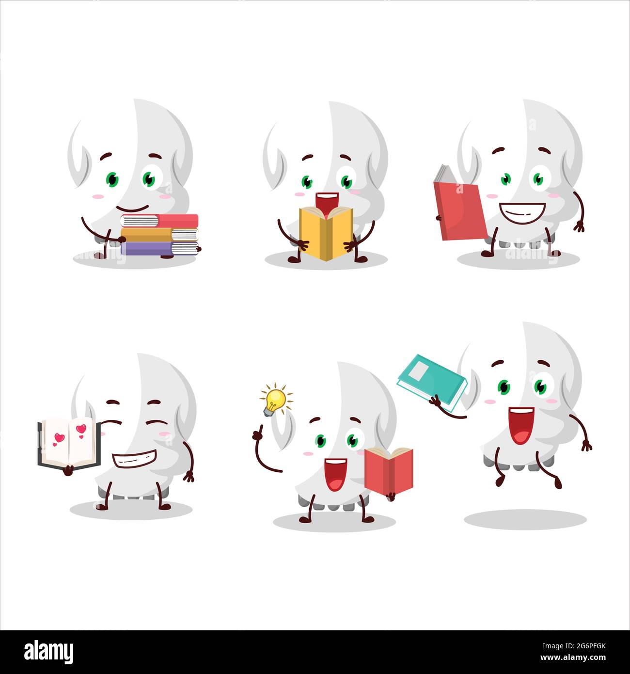 A picture of skull cartoon character concept reading an amusing book ...