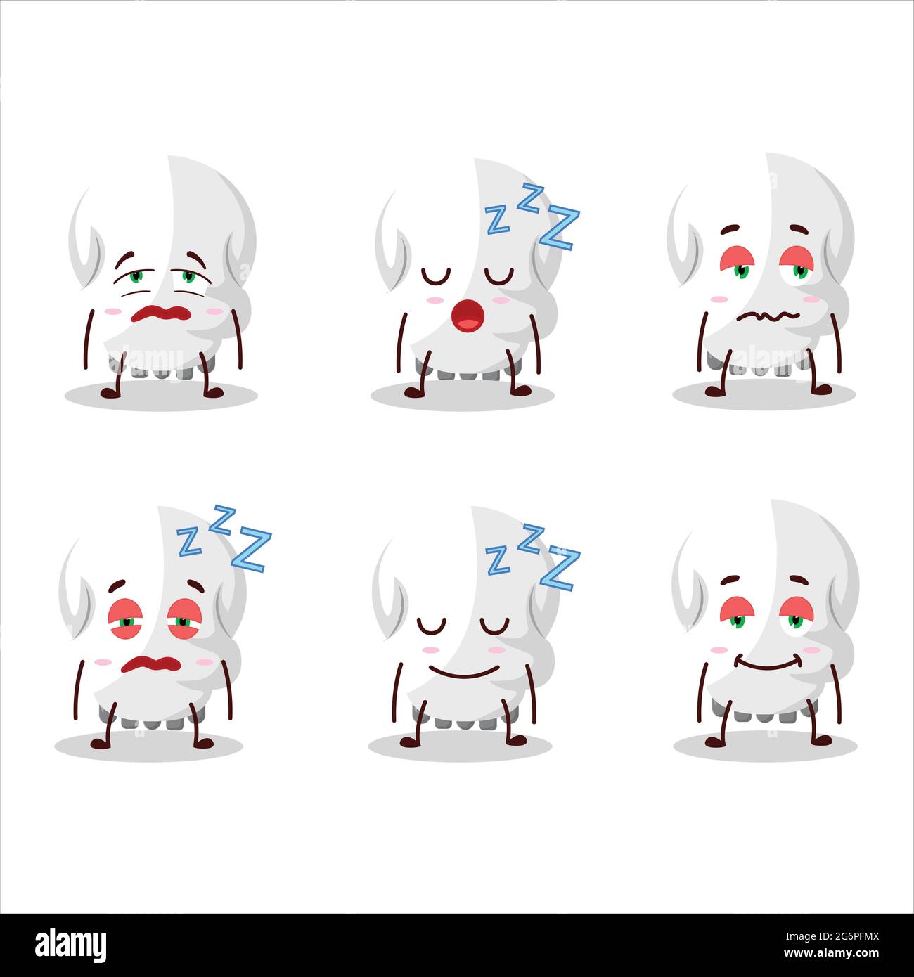 Cartoon character of skull with sleepy expression. Vector illustration ...
