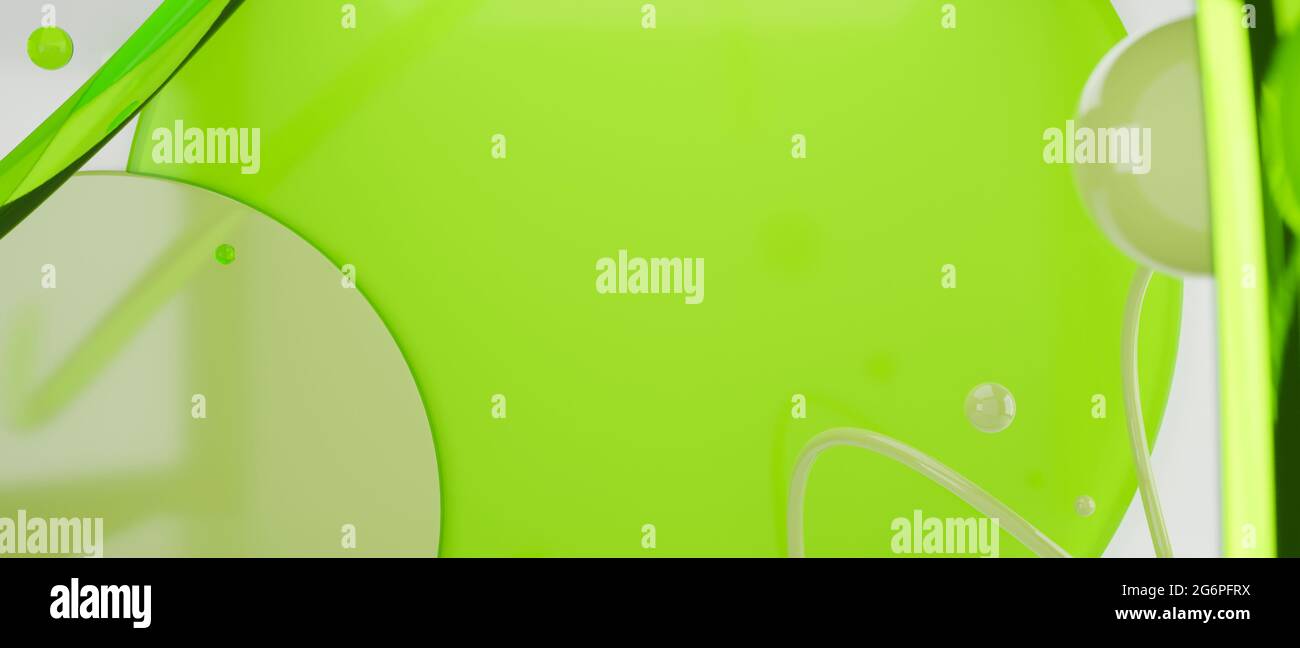 Abstract mock-up scene with modern green geometric shapes, 3D rendering ...