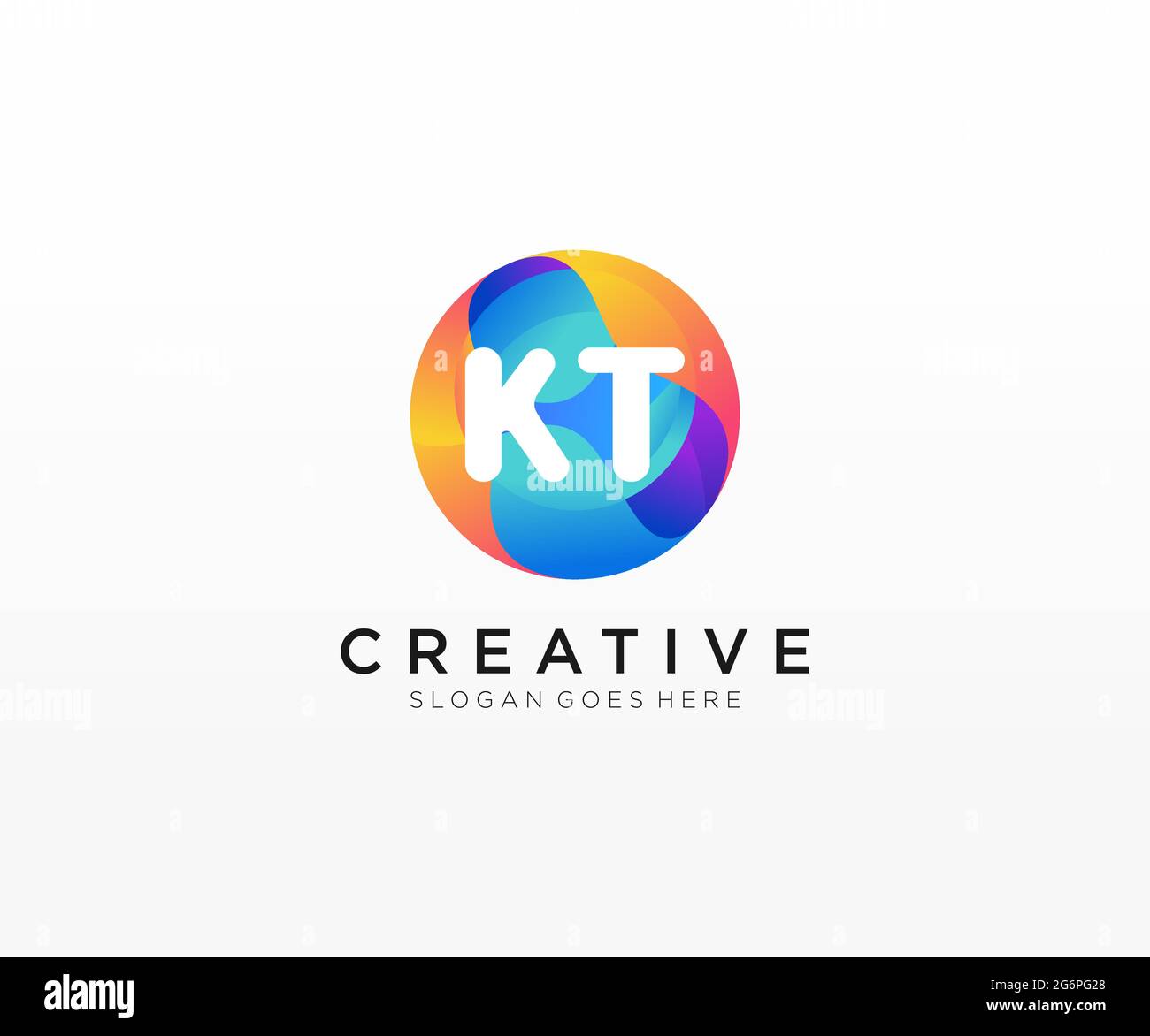 KT initial logo With Colorful Circle template Stock Vector Image & Art ...
