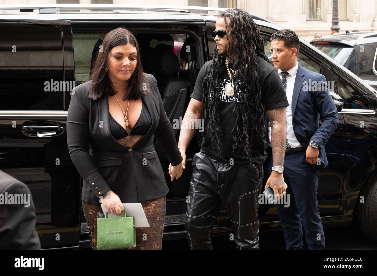 Paris, France. 7th July, 2021.Kalash, Kevin Valleray and his wife Clara ...
