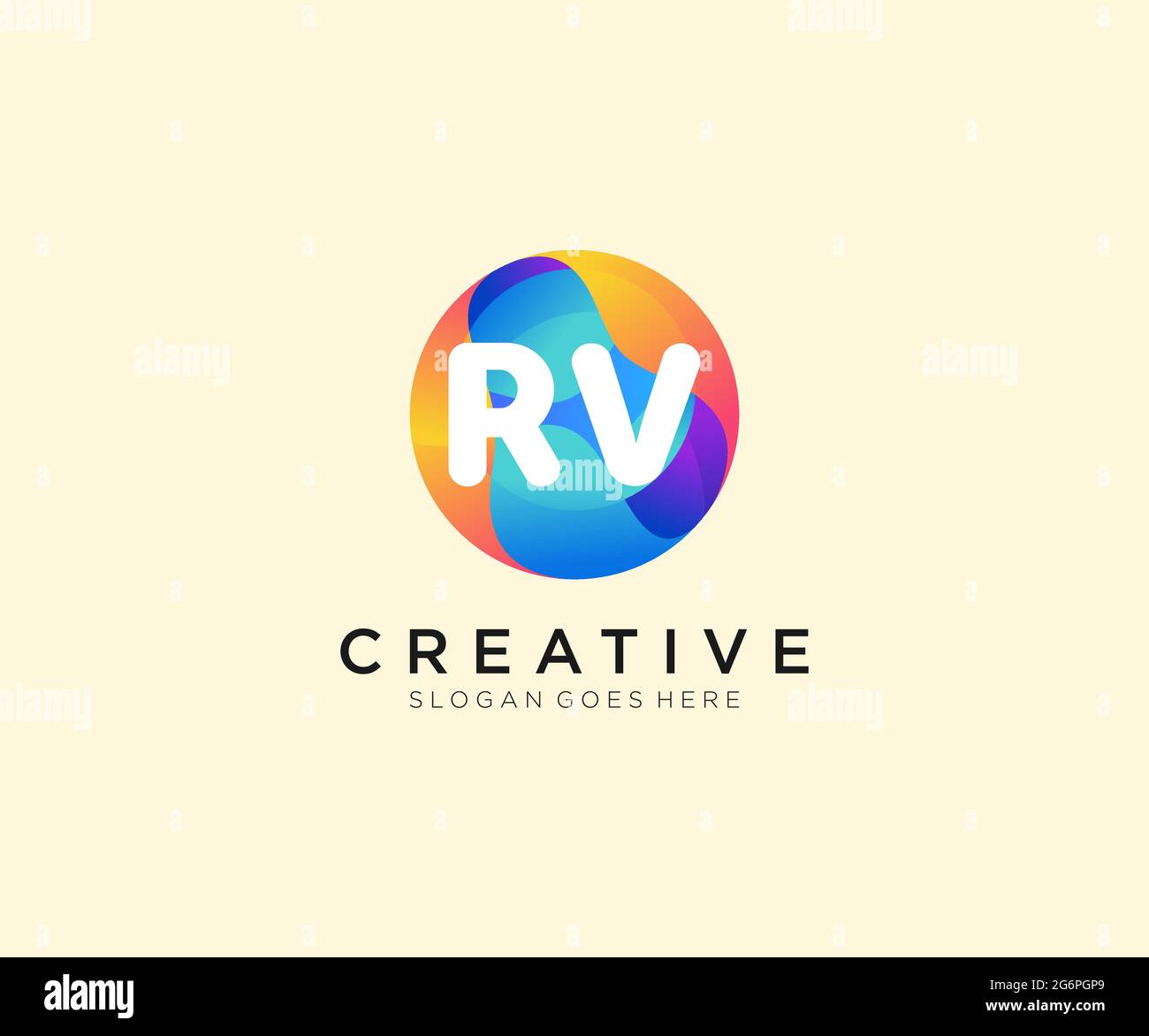 RV initial logo With Colorful Circle template Stock Vector Image & Art ...