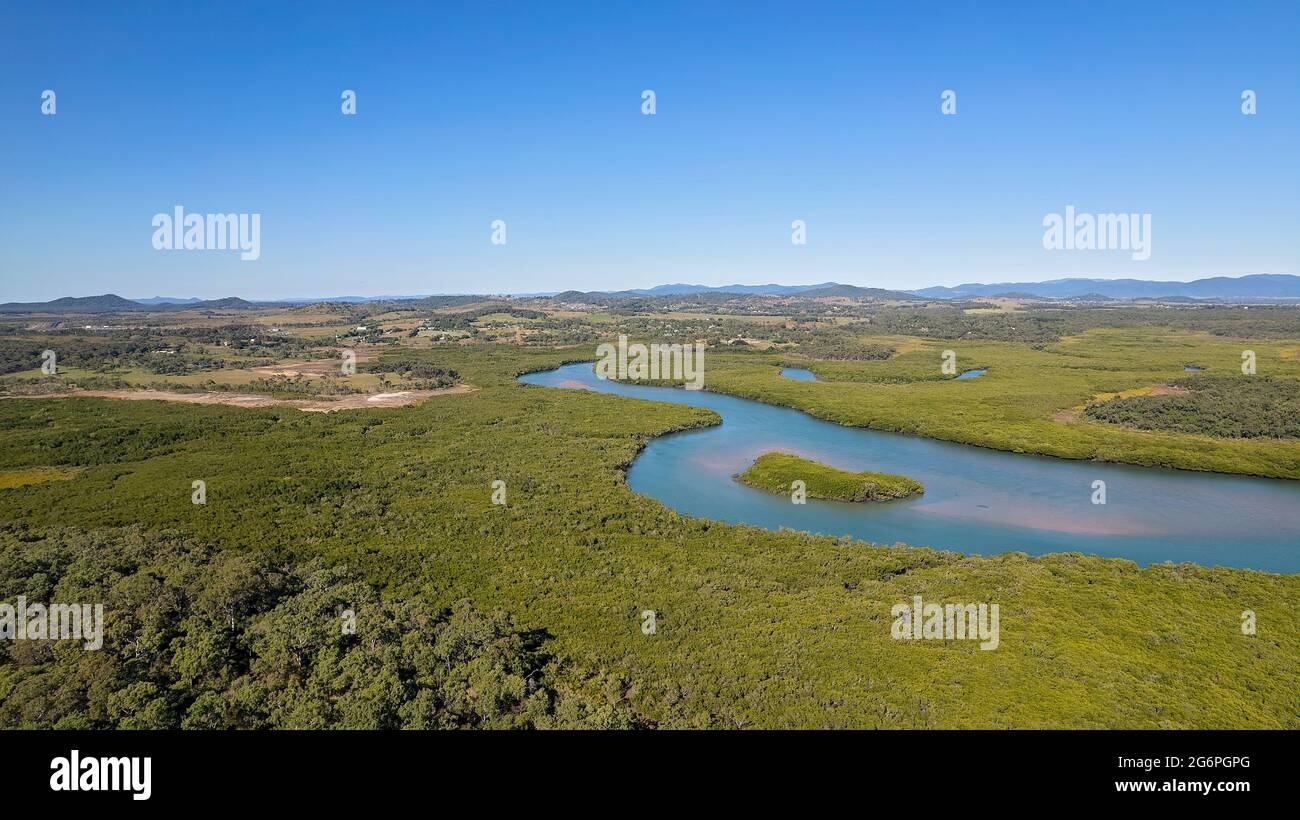 Aerial of conservation park which runs alongside a creek. Sandringham ...