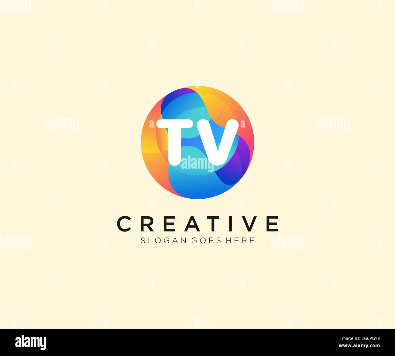 TV initial logo With Colorful Circle template Stock Vector Image & Art ...