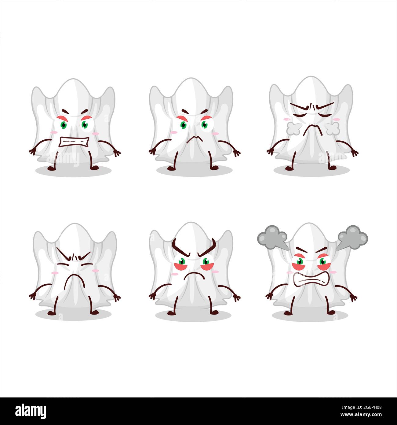 Ghost white cartoon character with various angry expressions. Vector ...