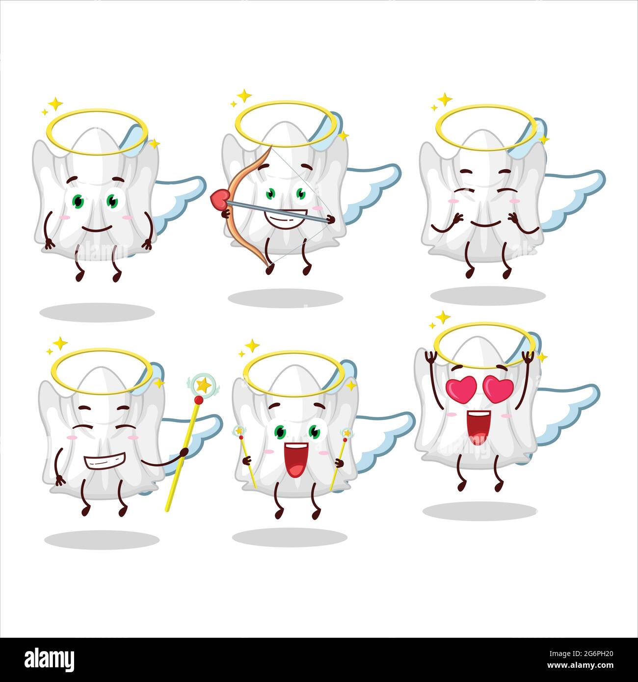 Ghost White Cartoon Designs As A Cute Angel Character Vector