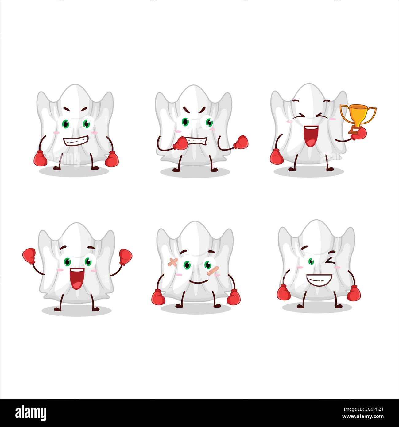A sporty ghost white boxing athlete cartoon mascot design. Vector ...