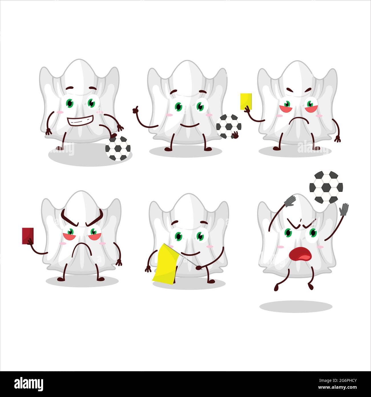 Ghost white cartoon character working as a Football referee. Vector ...