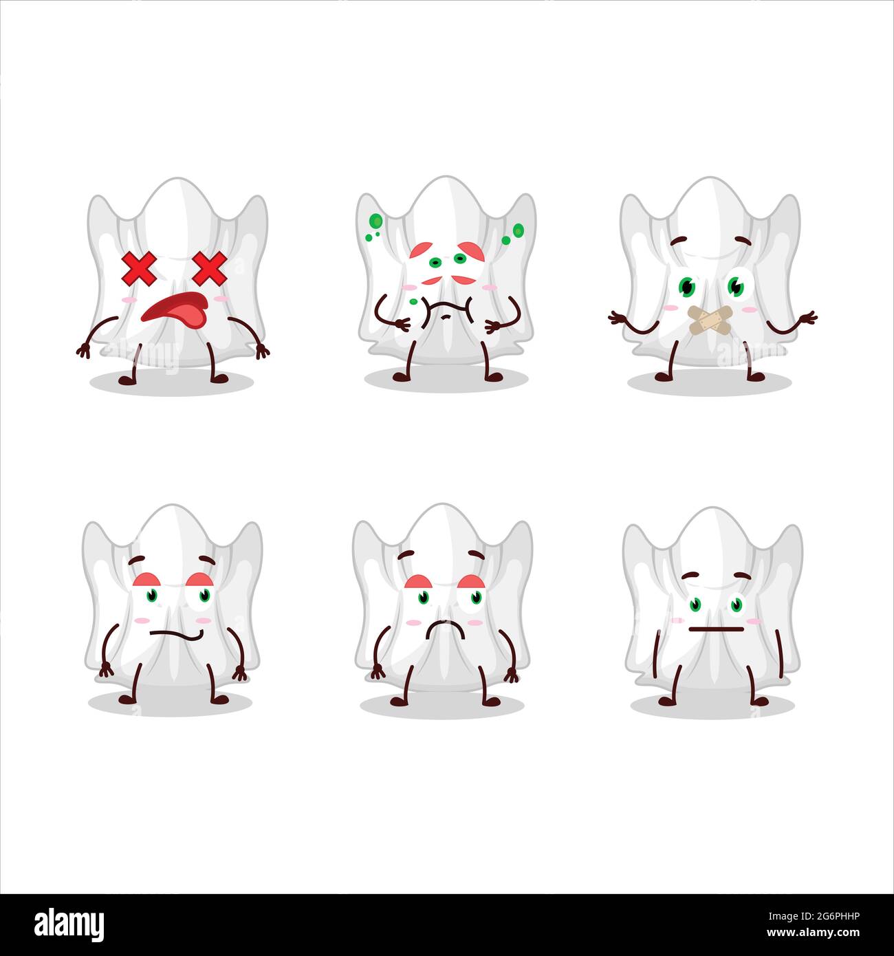 Ghost white cartoon character with nope expression. Vector illustration ...