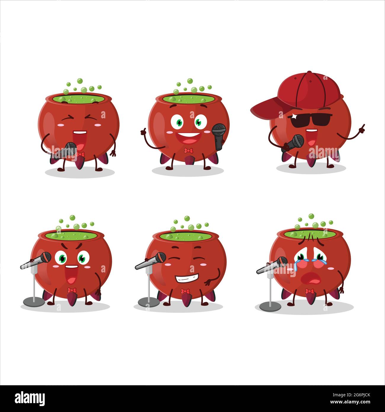 A Cute Cartoon design concept of witch bowl cauldron singing a famous ...
