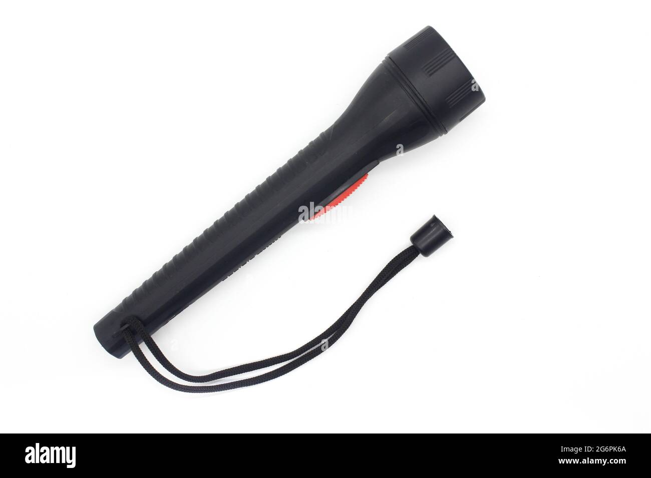 Black Electric LED torch flashlight isolated on a white background ...