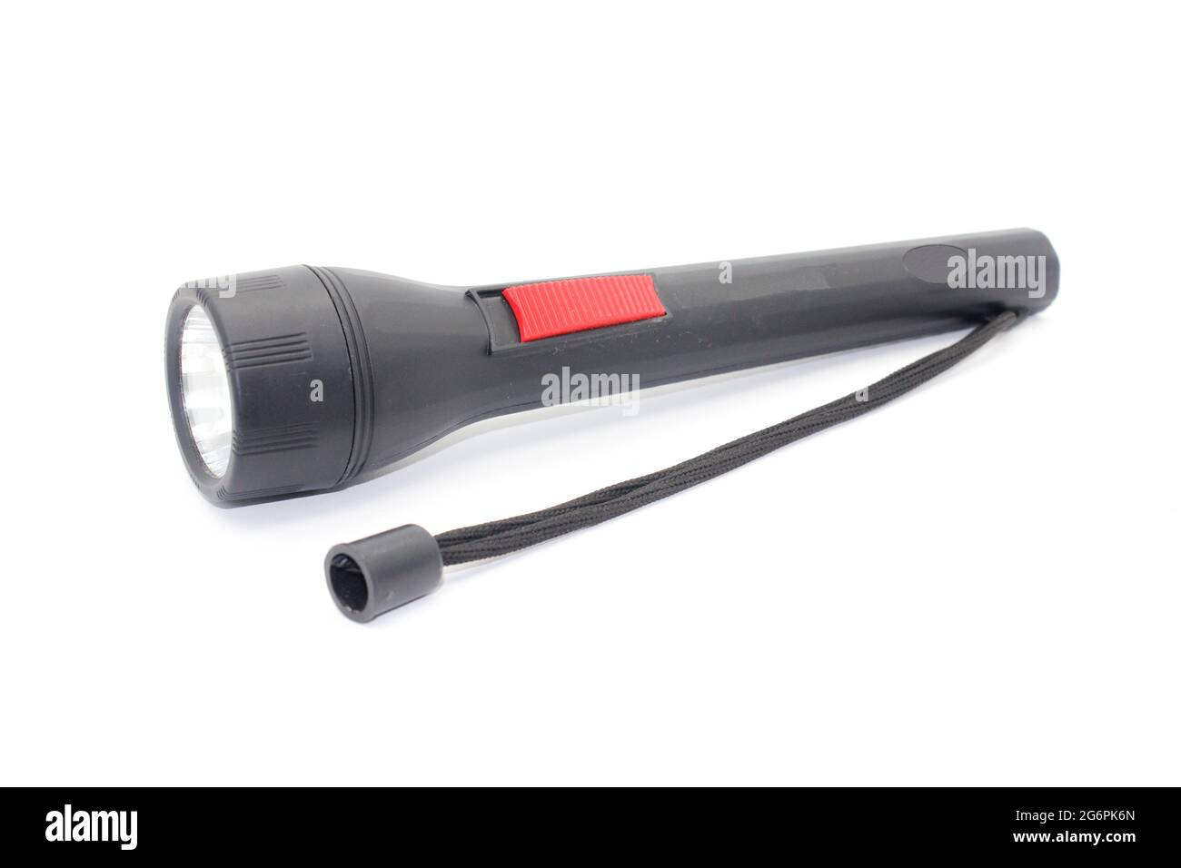 Black Electric LED torch flashlight isolated on a white background ...