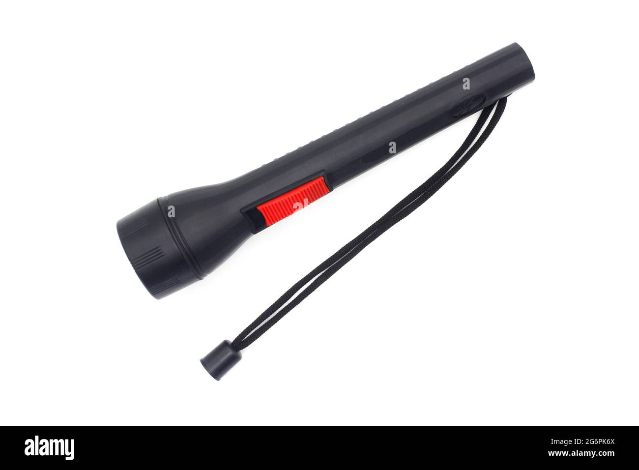 Black Electric LED torch flashlight isolated on a white background ...