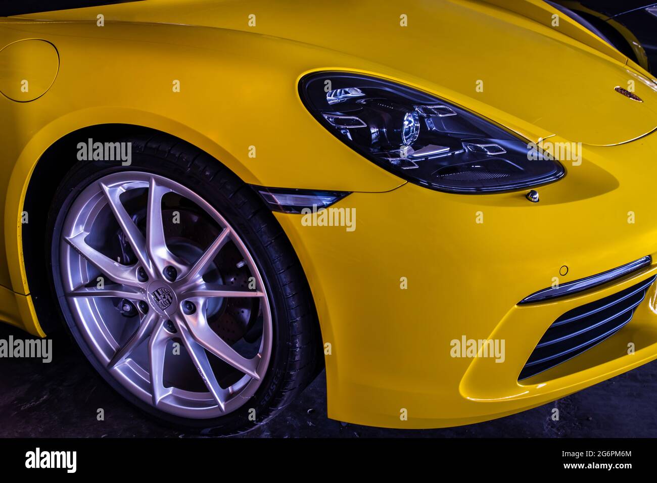 Bangkok, Thailand - 26 Jun 2021 : Close-up of Headlights, Wheel, and ...