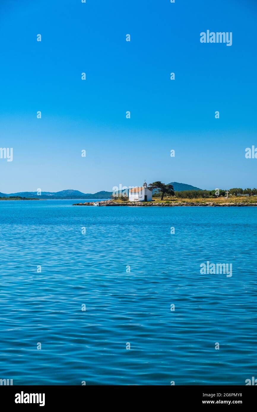 Beautiful islands in turquoise Adriatic sea in Croatia, near town of ...