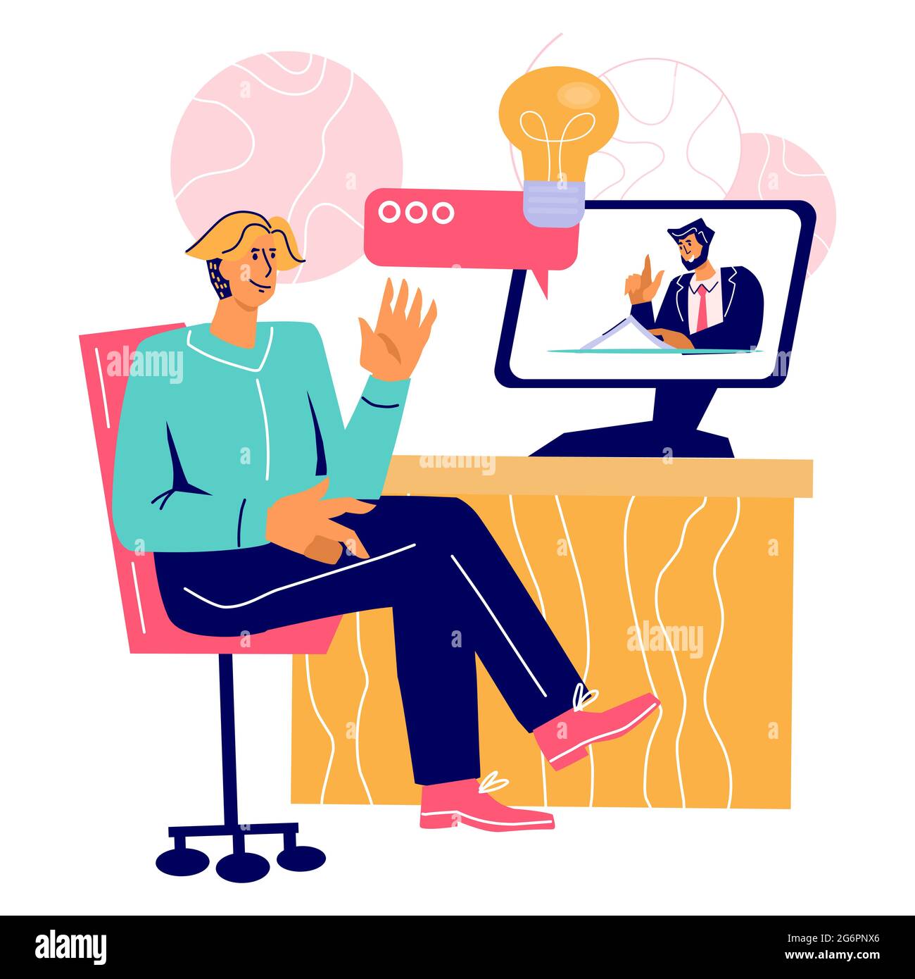 Man video chatting colleagues using Stock Vector Images - Alamy