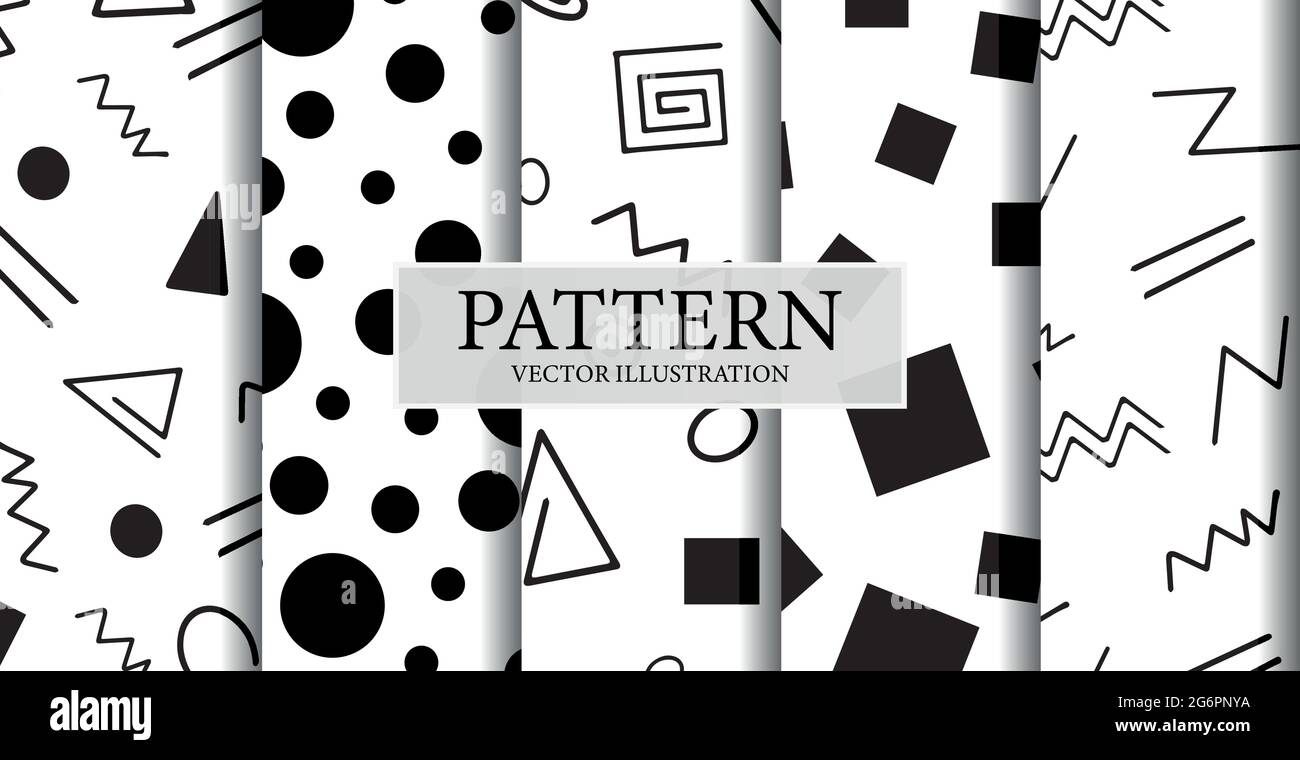 Assembly of seamless patterns, abstract shapes - Vector illustration ...