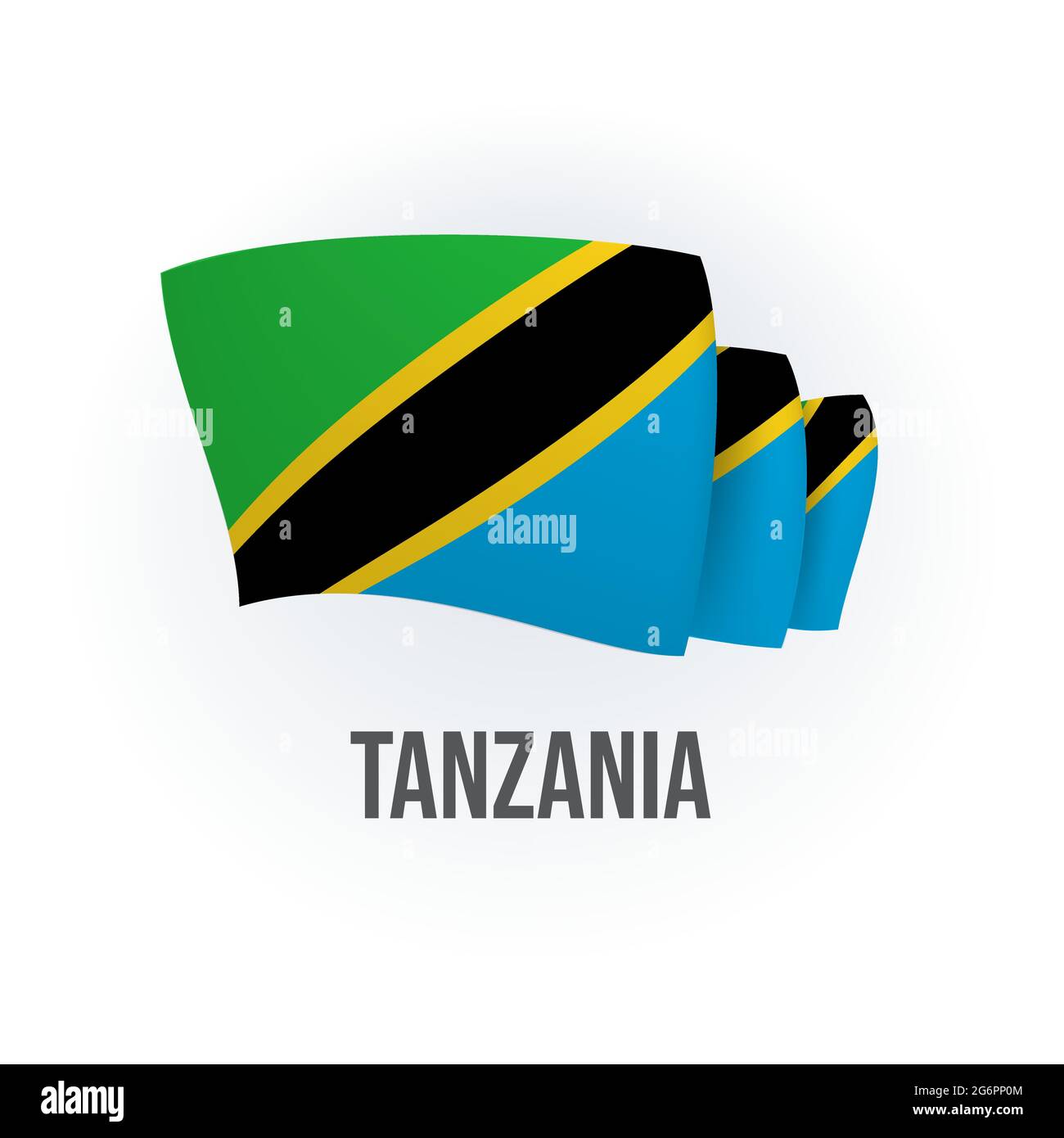 Vector flag of Tanzania. Tanzanian waving flag. Vector illustration ...