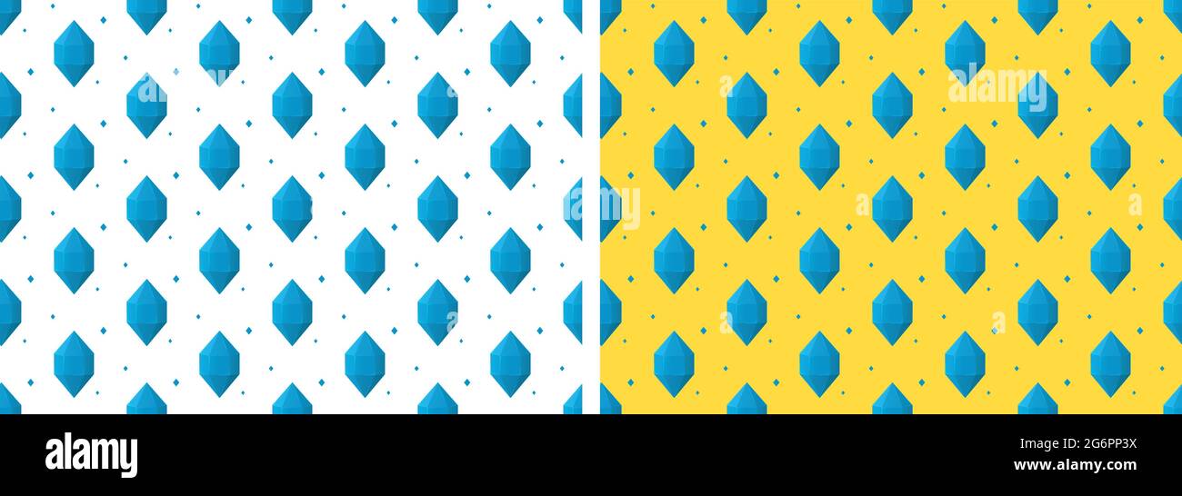 Vector seamless pattern made of blue crystals on white and yellow ...
