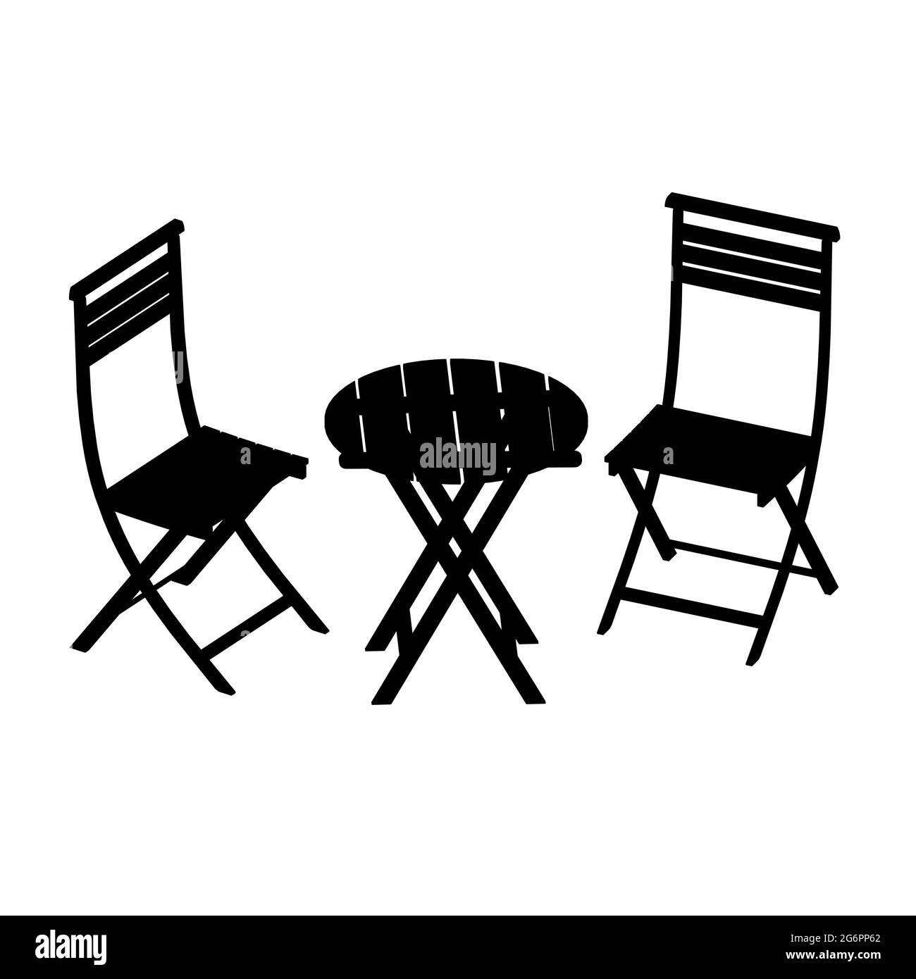 Silhouette of summer chairs and table isolated on a white background ...