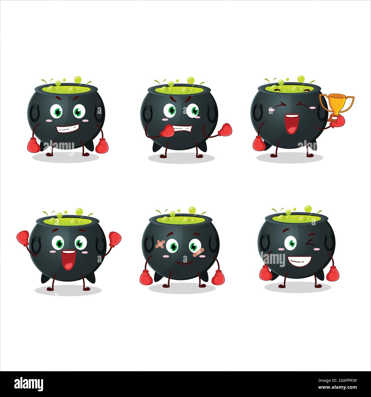 A sporty witch cauldron boxing athlete cartoon mascot design. Vector ...