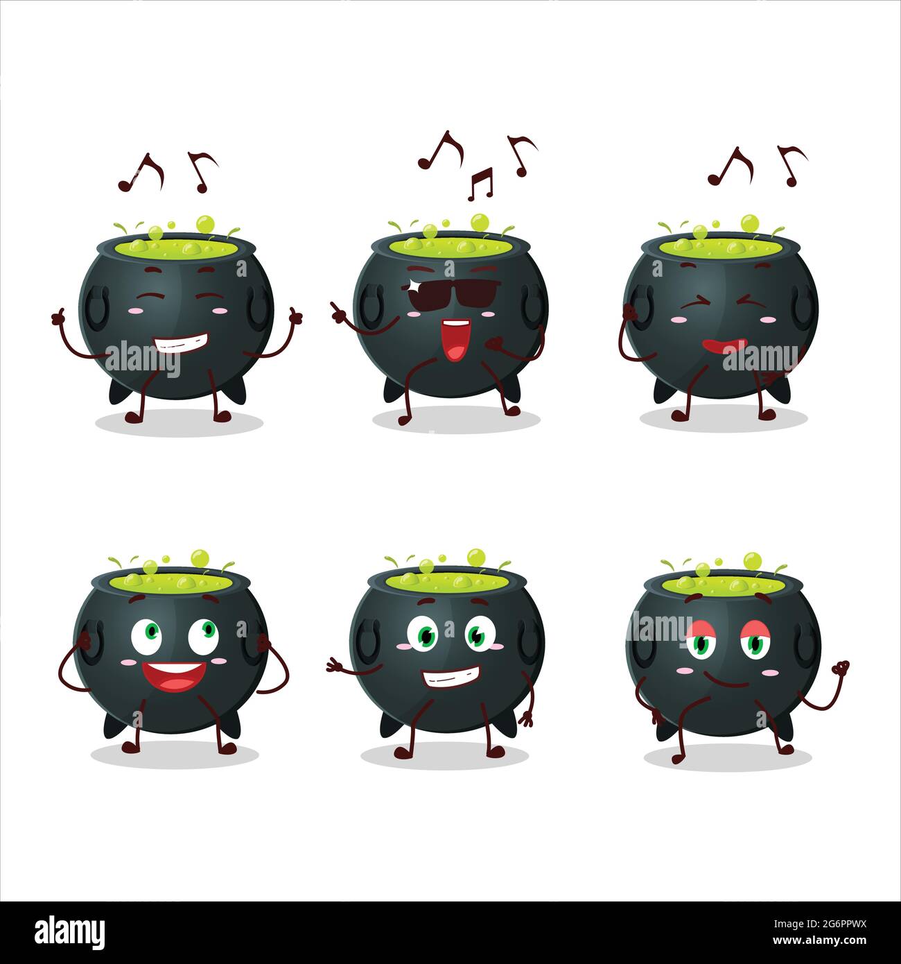An image of witch cauldron dancer cartoon character enjoying the music ...
