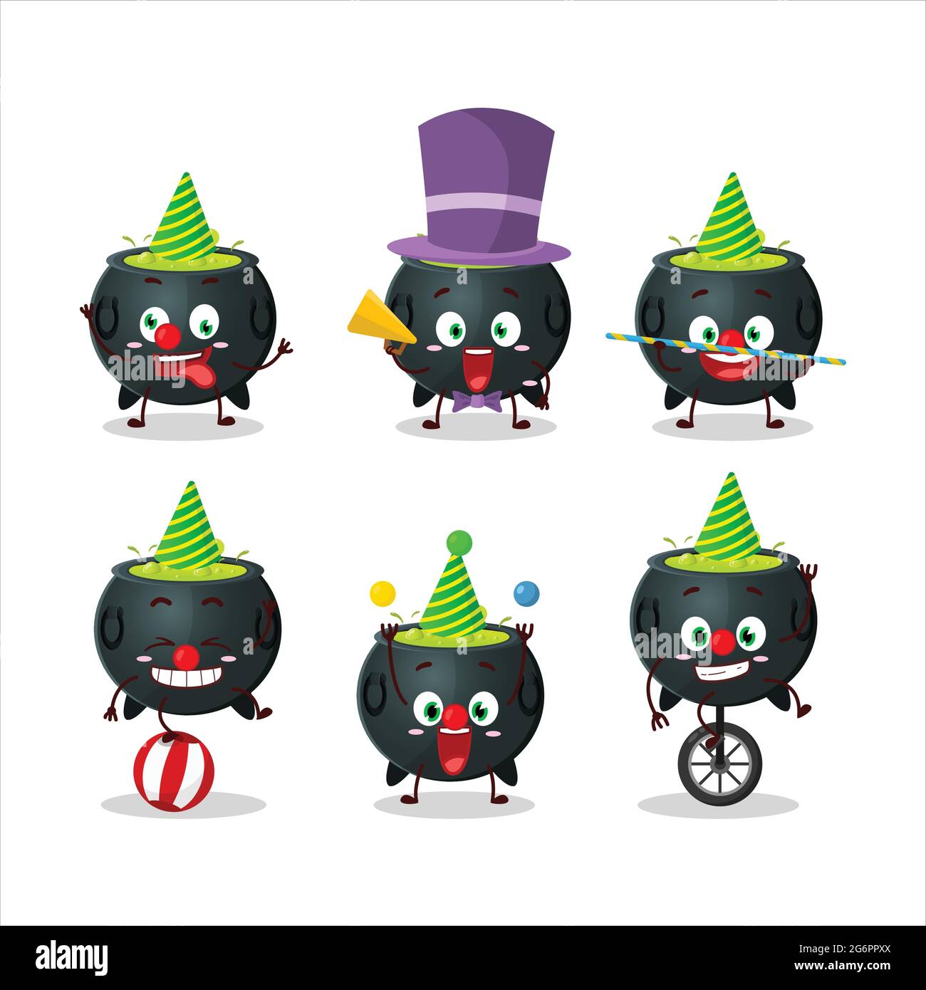Cartoon character of witch cauldron with various circus shows. Vector ...