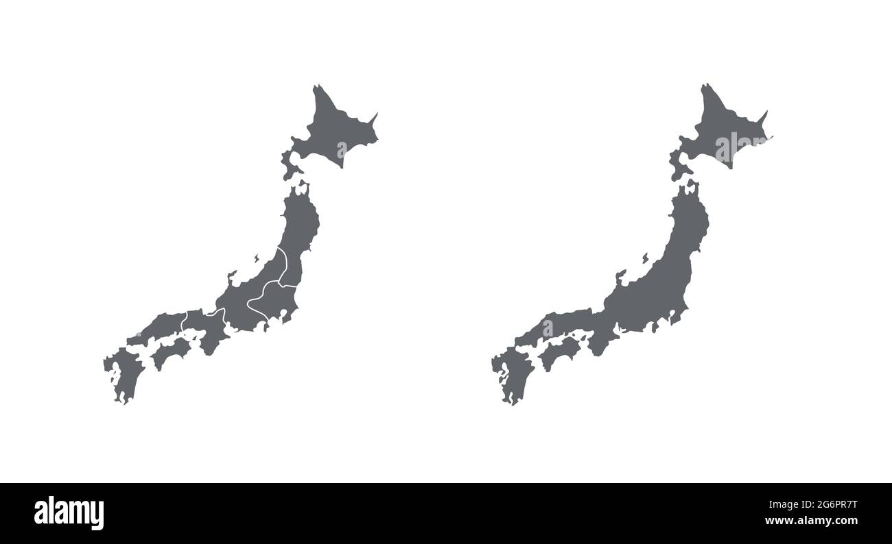 Map of Japan in high detail resolution set. Mesh lines and points form ...