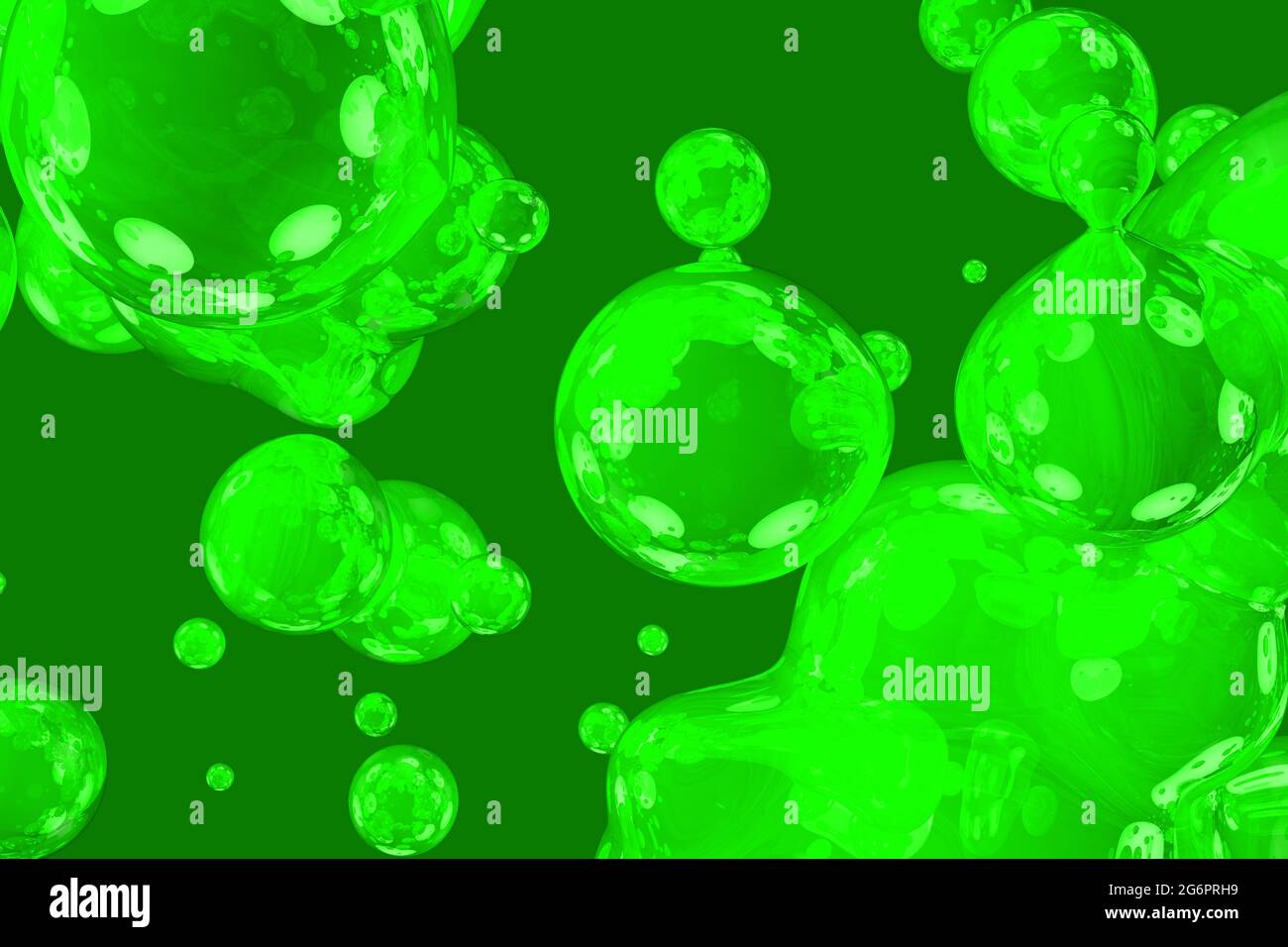 Creative soft focus green soap shiny bubbles or liquid abstract ...