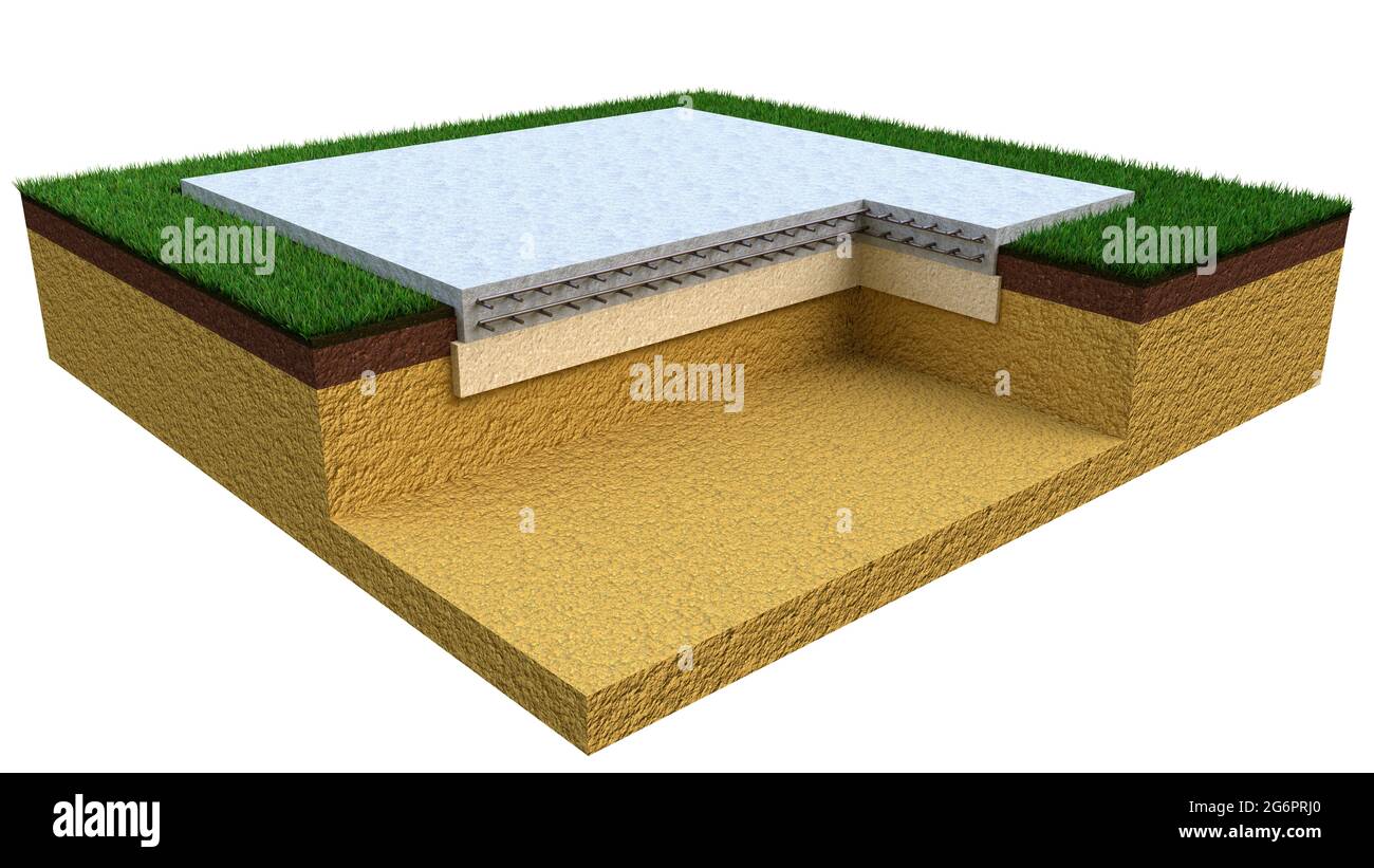 poured reinforced cement slab foundation. isolated cg industrial 3D ...