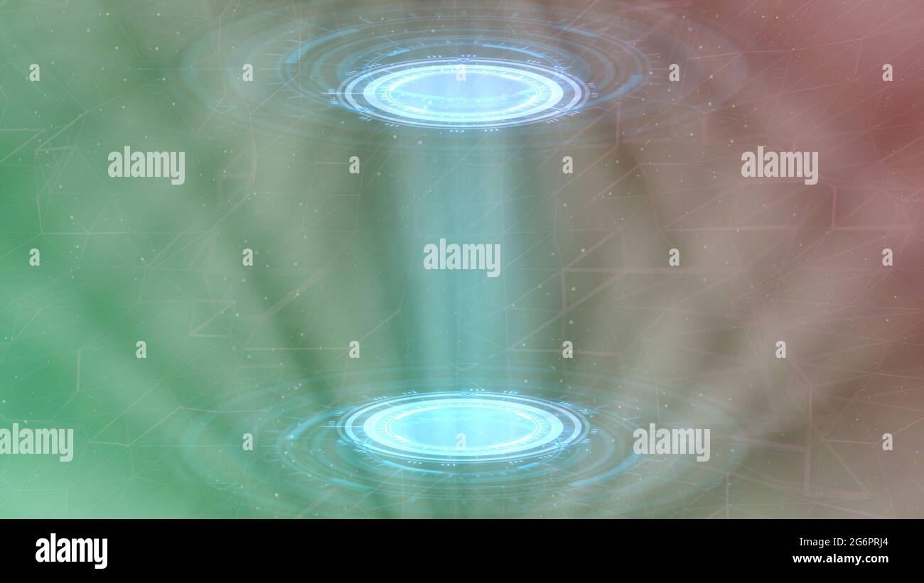 vivid hi-tech background of two hud or ui circles, science teleport ...