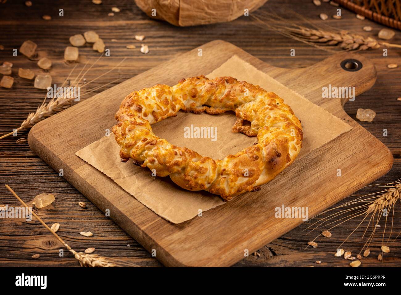 Cheese bagel on wooden background hi-res stock photography and images ...