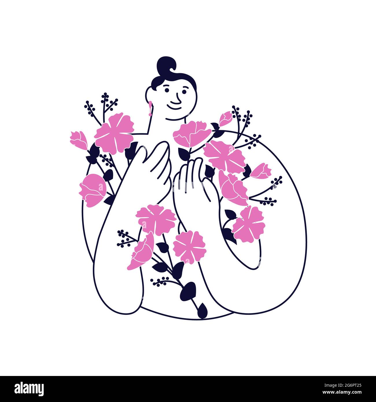 Greeting card of Happy Women s Day. Postcard with text and flowers ...