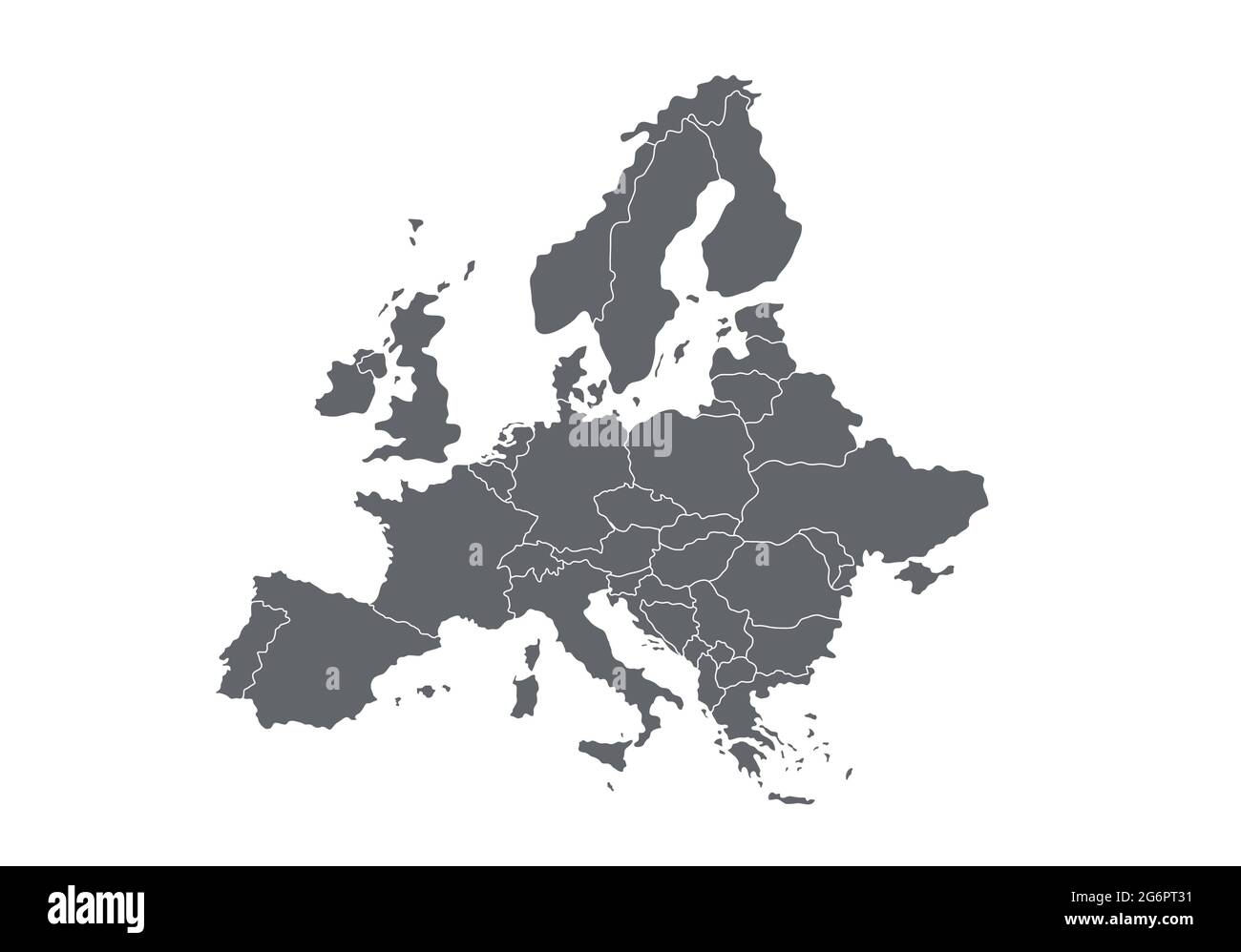 High Quality Map Europe With Borders Of Regions Stock Vector Image And Art Alamy