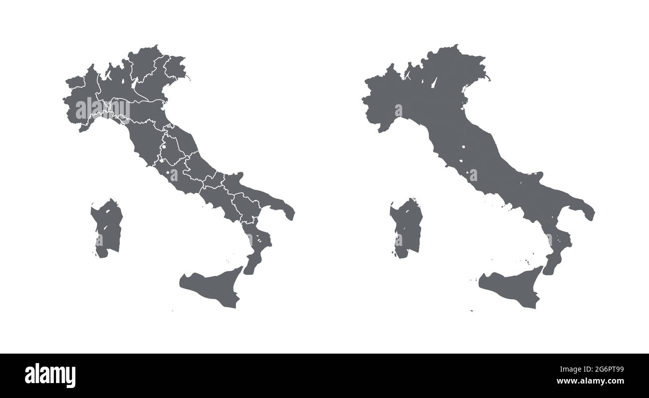 Simple Black Map Of Italy Isolated On White Background. Vector Stock ...
